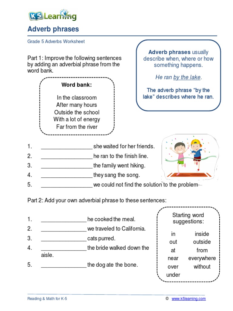 Grade 5 Adverb Phrases B | PDF