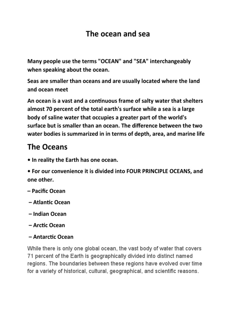 The Ocean and Sea | PDF