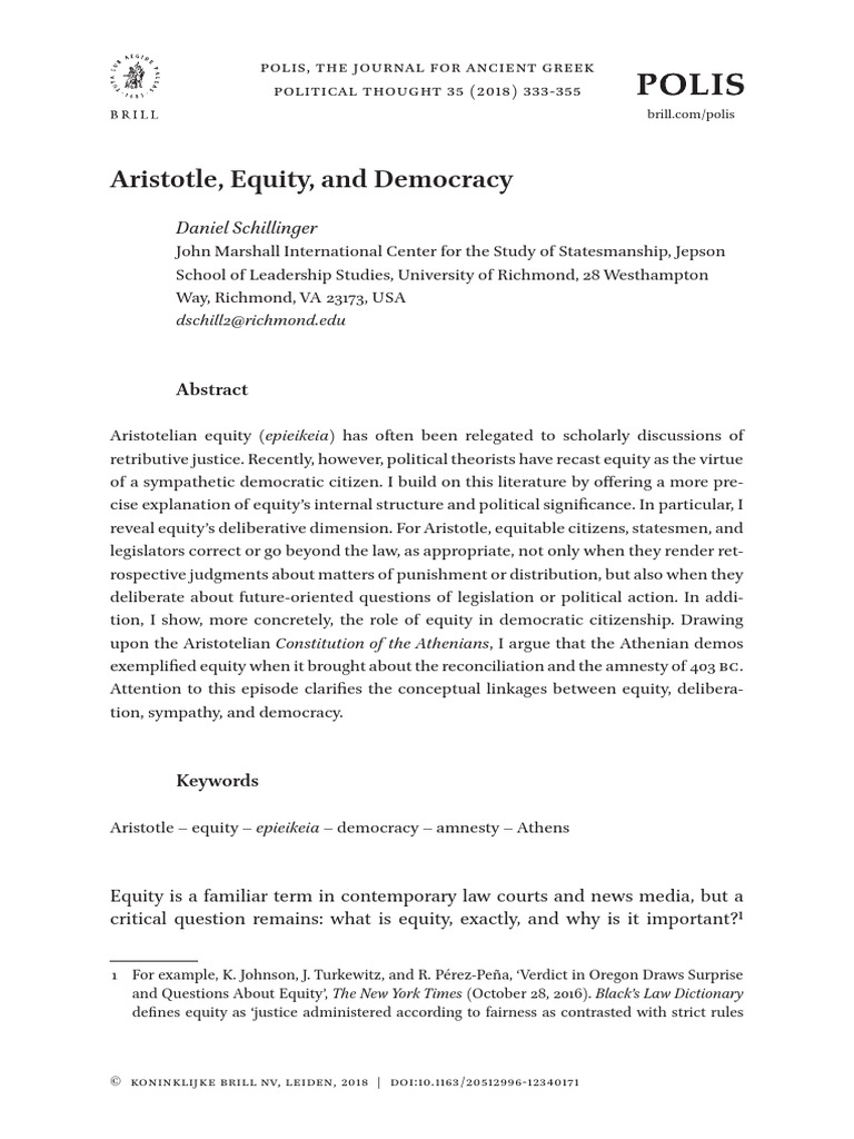 Aristotle, Equity, and Democracy | PDF | Aristotle | Justice