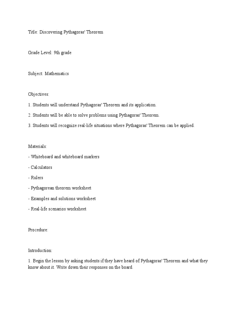 Pythagorus Theorem Pdf Mathematics Cognition
