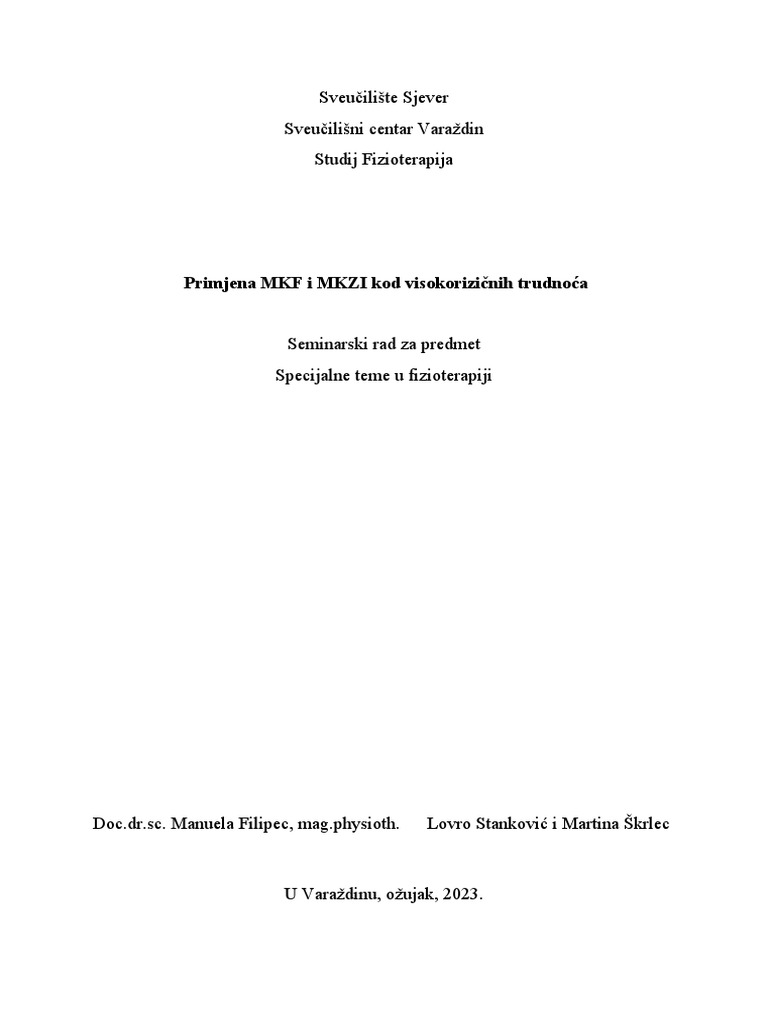 MKF I MKZI - Visokorizična Trudnica Stanković I Škrlec | PDF