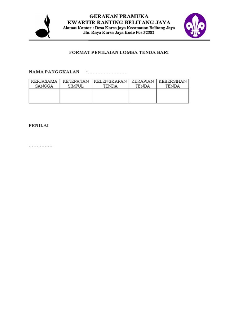 Format Penilaian Lomba Pramuka | PDF