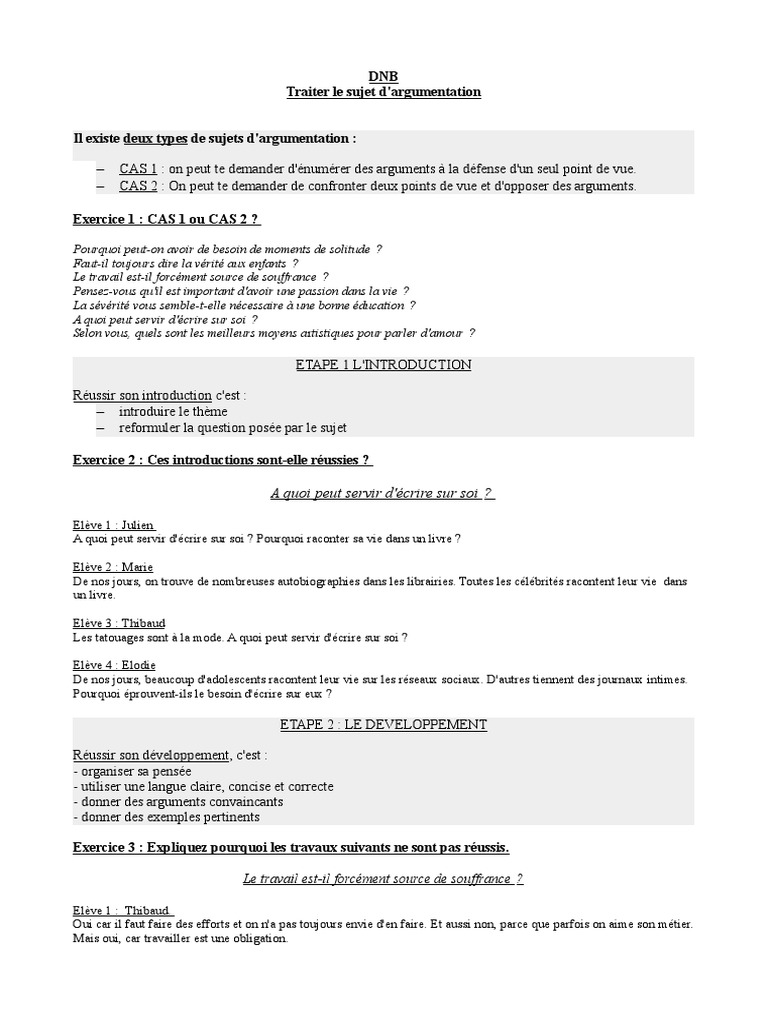 Traiter Le Sujet D - Argumentation | PDF | Évolution de carrière | Développement personnel