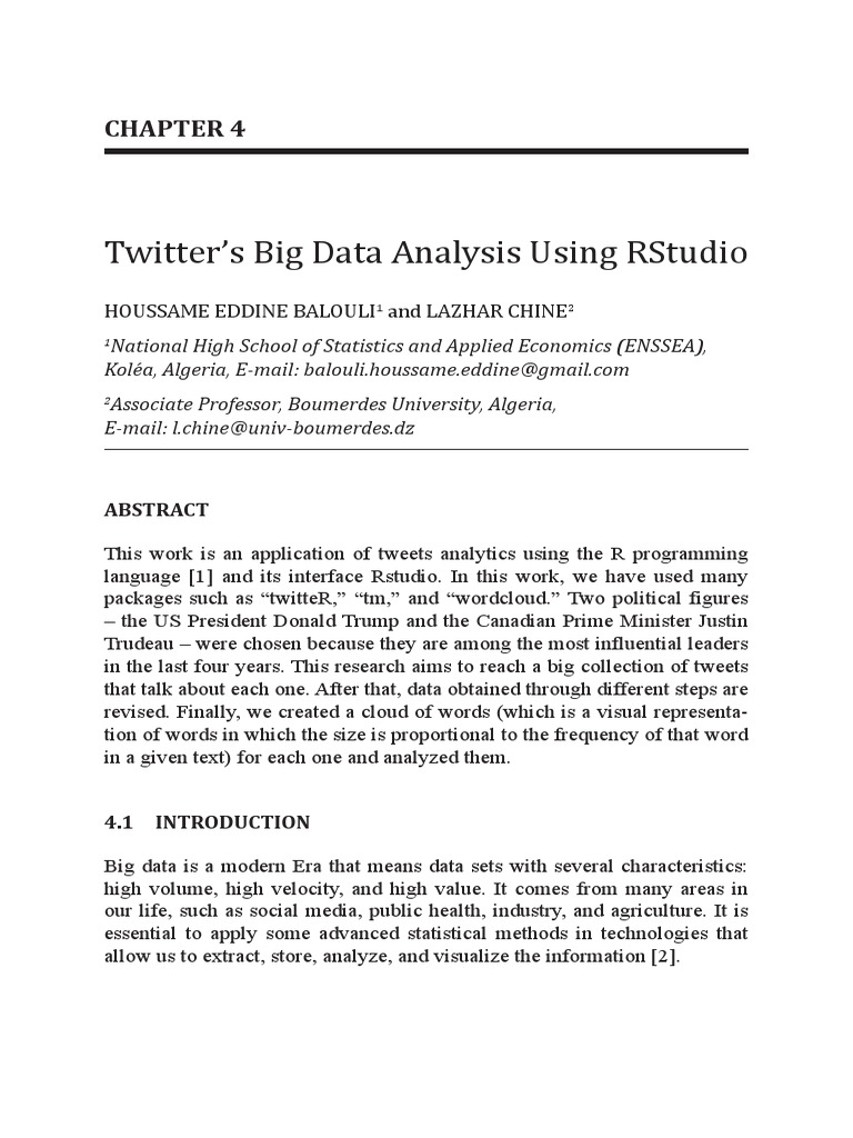 Twitter's Big Data Analysis Using RStudio | PDF | Analytics | Big Data