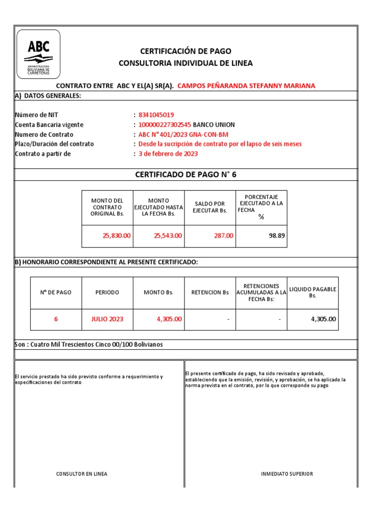 Formato Certificado de Pago | PDF | Economias Formato Certificado de Pago | PDF | Economias