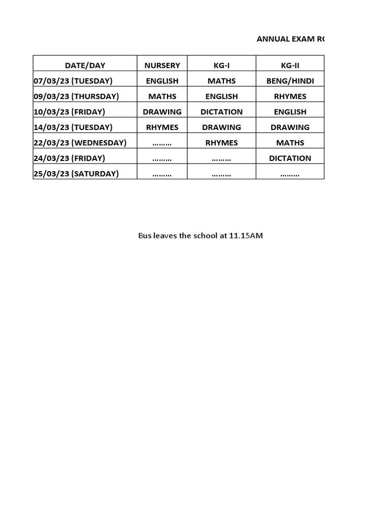 Annual Exam Routine '23 | PDF | Science | Observation