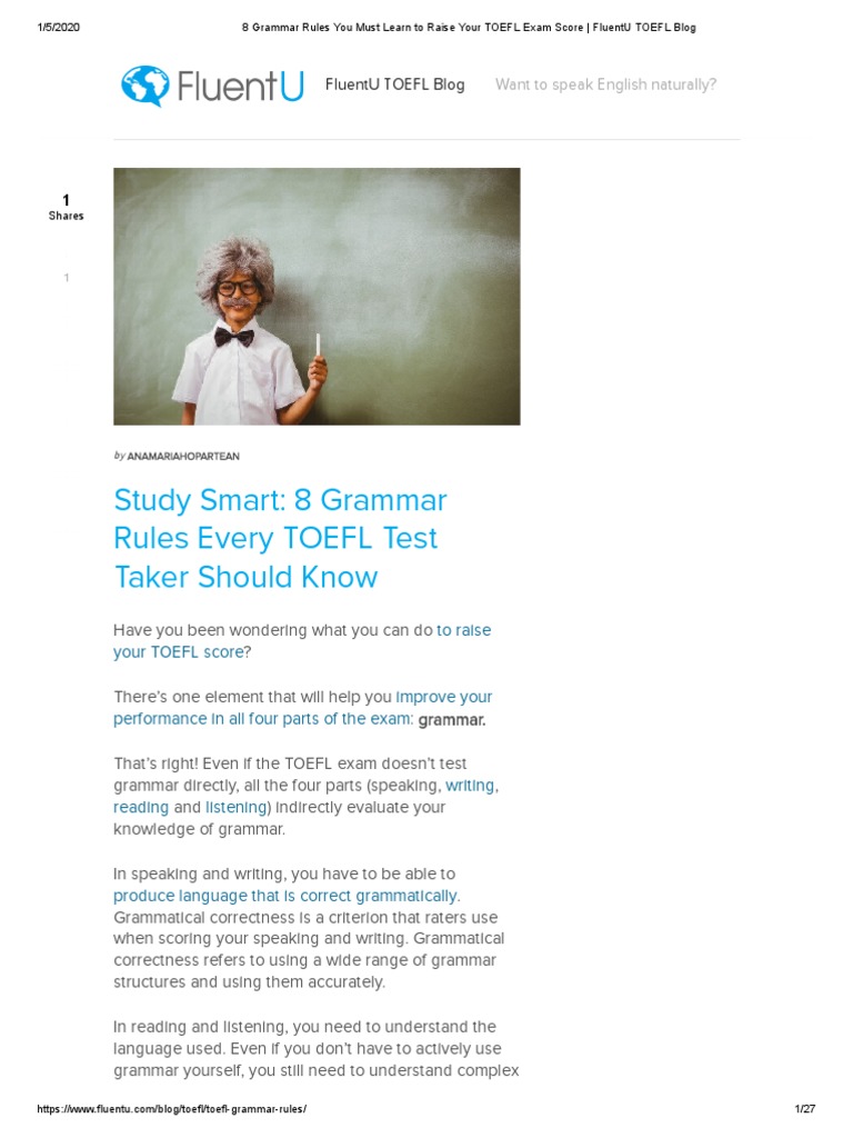 8 Grammar Rules You Must Learn To Raise Your TOEFL Exam Score - FluentU TOEFL Blog | PDF ...
