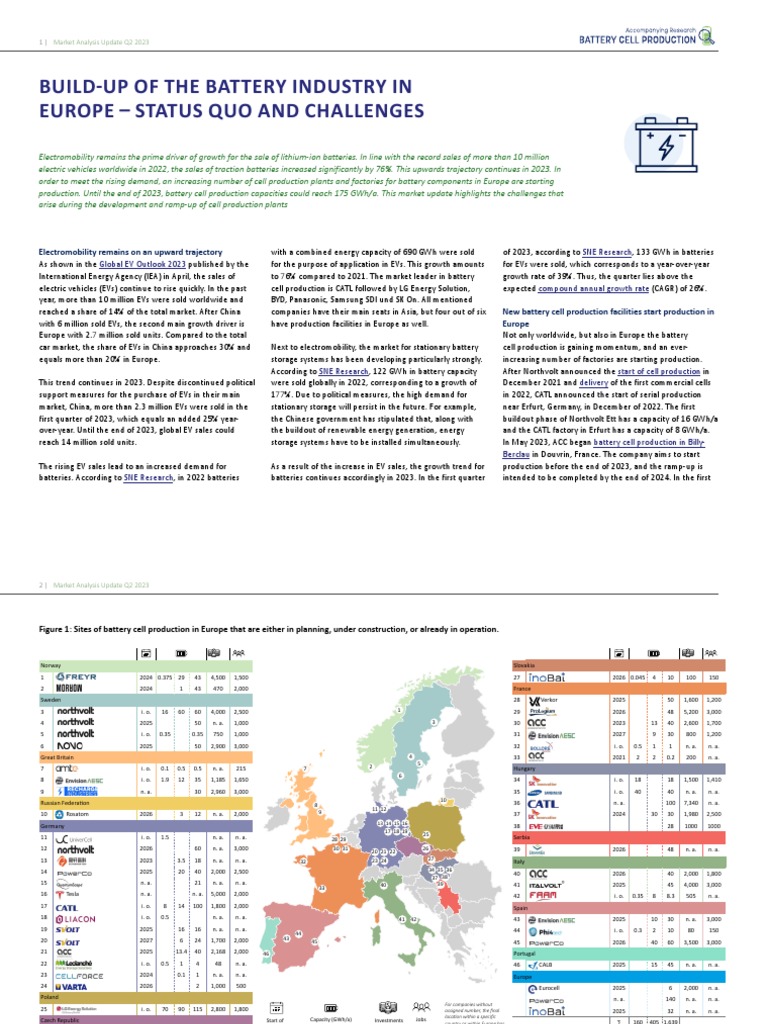 Battery Cell Manufacturers Plan To Set Up Factories in EU | PDF ...