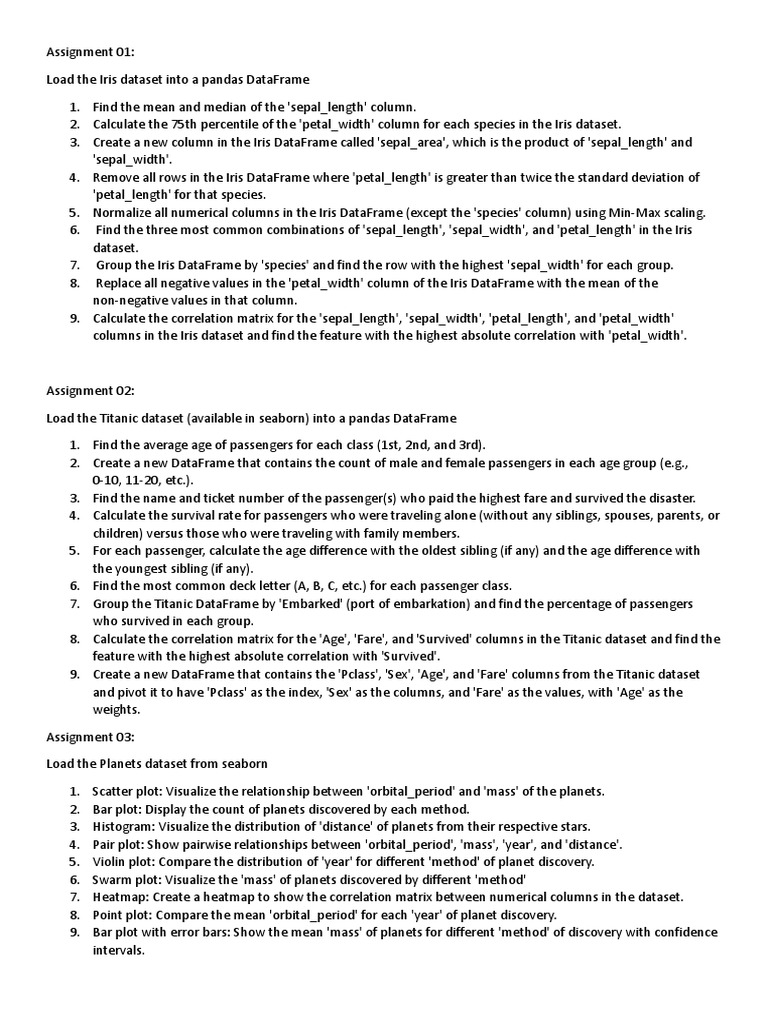Numpy, Pandas & Visualisation Test | PDF | Mean | Diamond