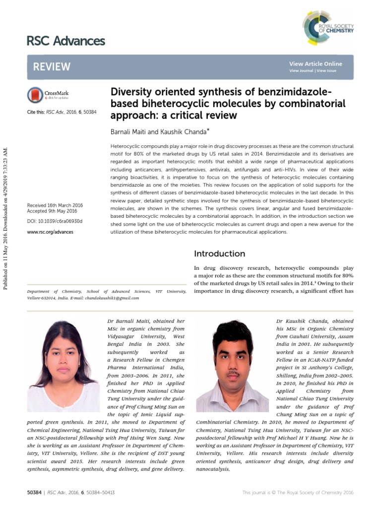 5-Diversity Oriented Synthesis of Benzimidazole-Based Biheterocyclic Moelcules by Combinatorial ...