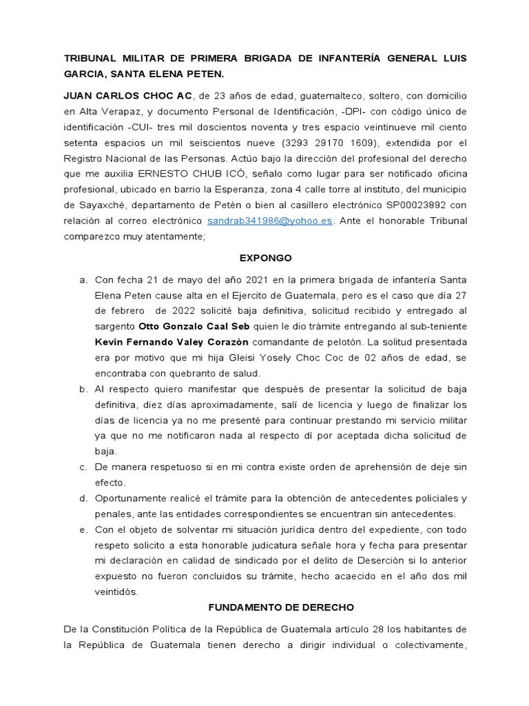 Tribunal Militar de Santa Elena Peten | PDF