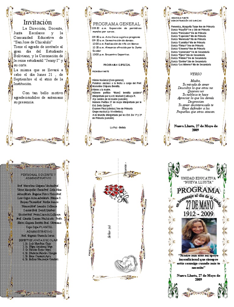 Triptico Dia Del Estudiante Chicalulo | PDF | Bolivia | Cultura de las Americas