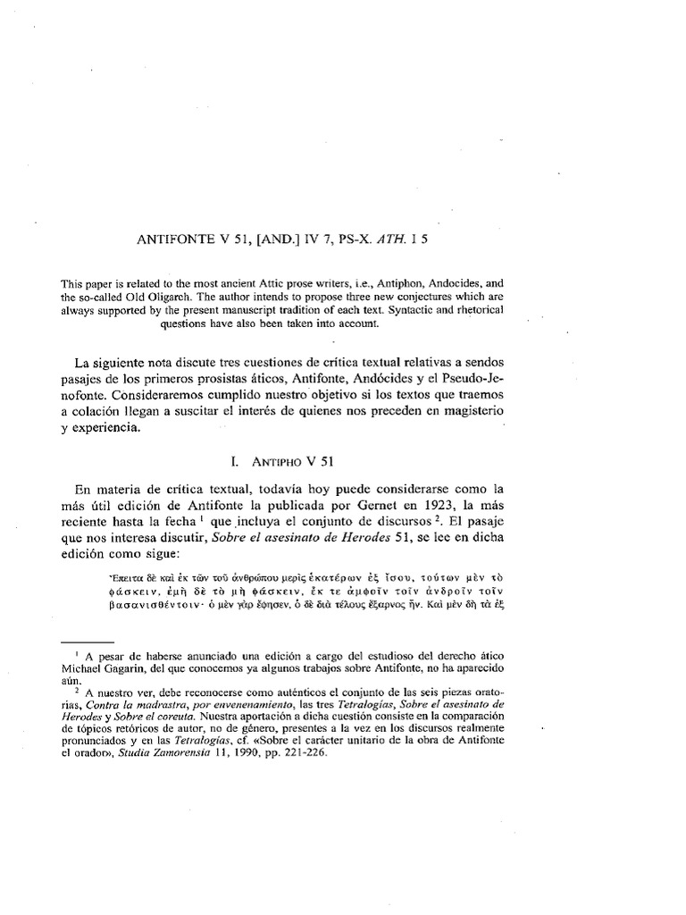 Antifonte V 51 Ps and IV 7 Ps X Ath I 5 | PDF