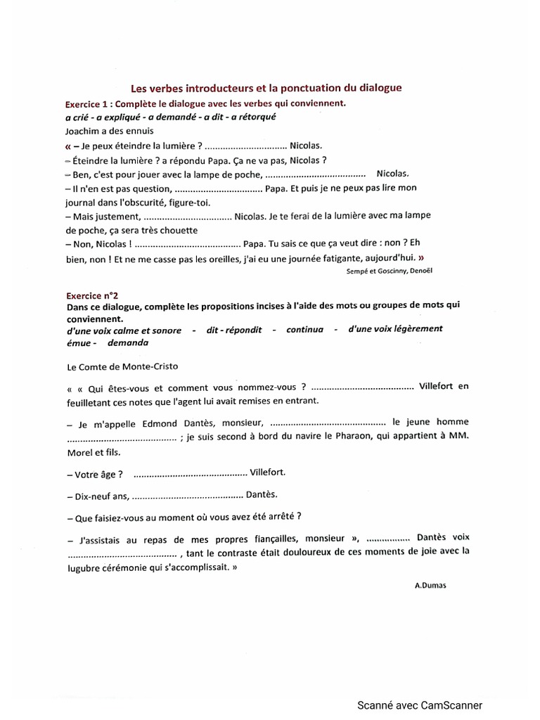 Les Verbes Introducteurs EXERCICES | PDF