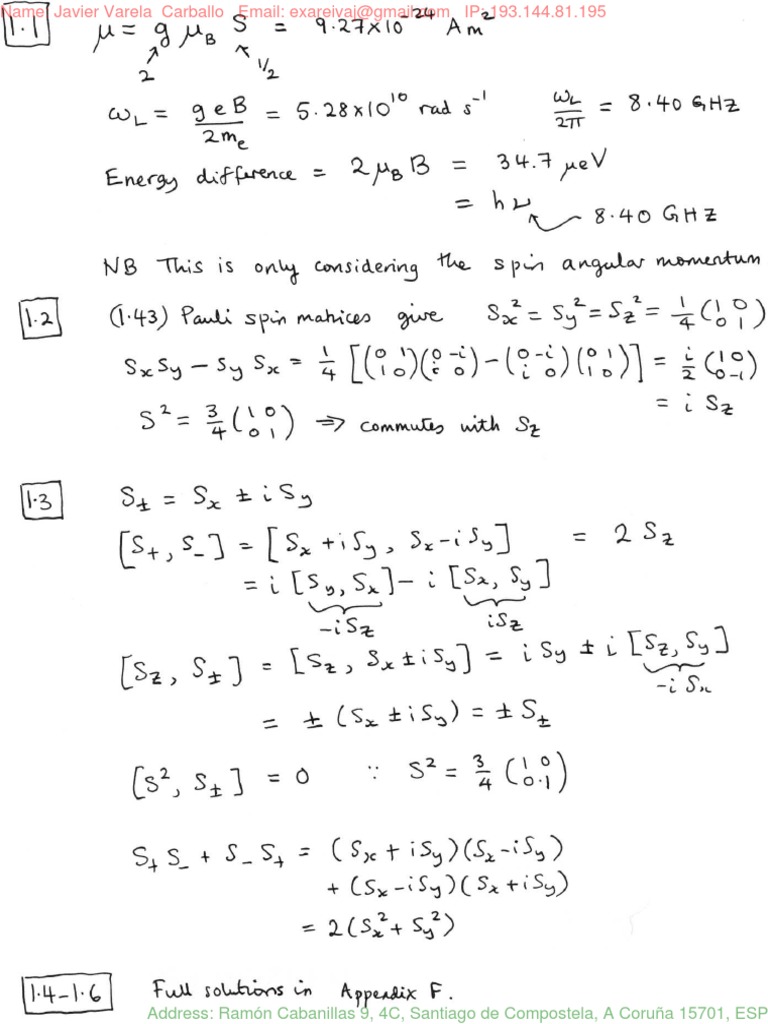 Blundell - Magnetism in Condensed Matter - Solutions | PDF Blundell - Magnetism in Condensed Matter - Solutions | PDF