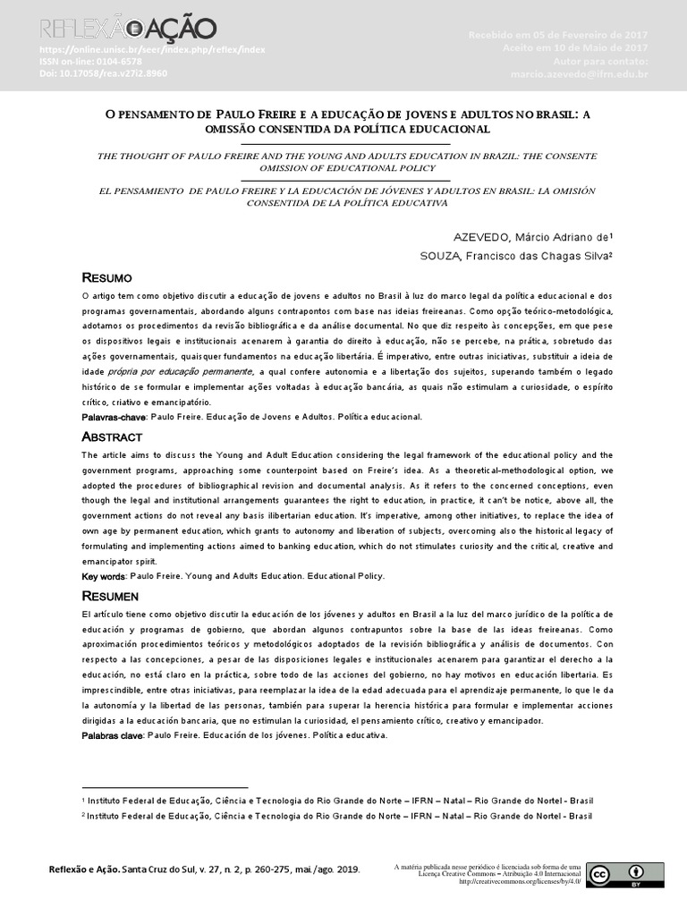 O Pensamento de Paulo Freire | PDF | Alfabetização | Aprendizado