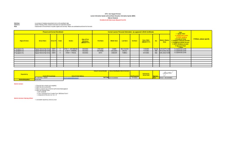 RF03 - Enrollment With Data Issues | PDF