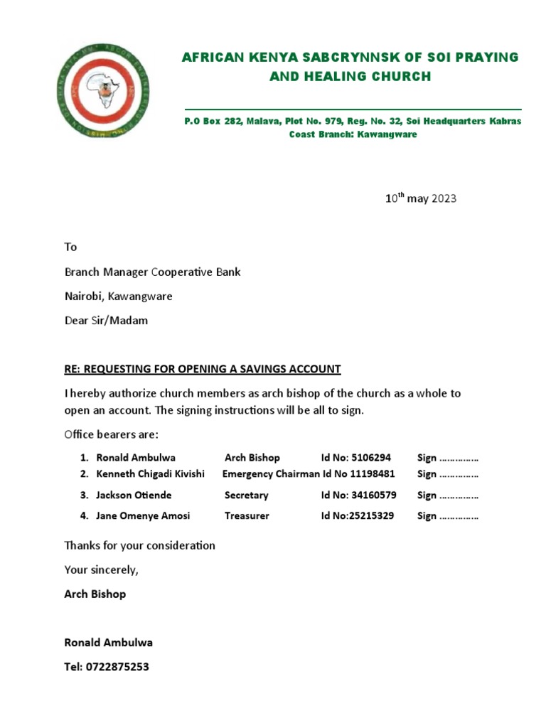 Account Letter Africa Kenya Sabcrynnsk | PDF