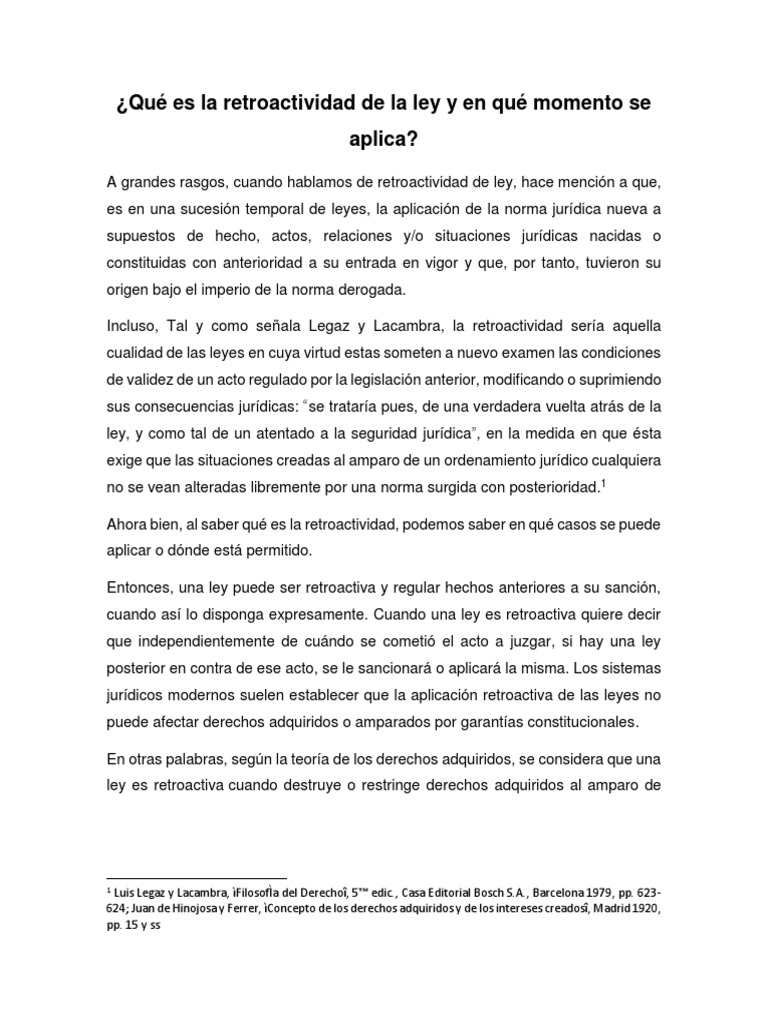 Qué Es La Retroactividad de La Ley y en Qué Momento Se Aplica | PDF ...