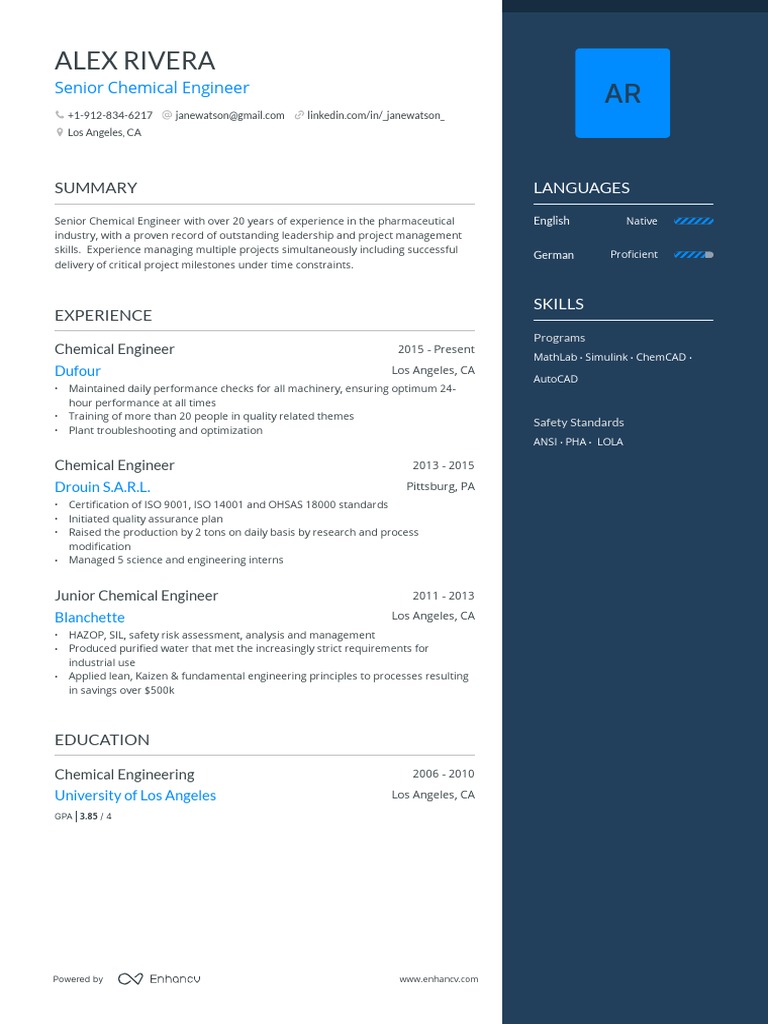 Alex Rivera Resume | PDF | Chemical Engineering | Business