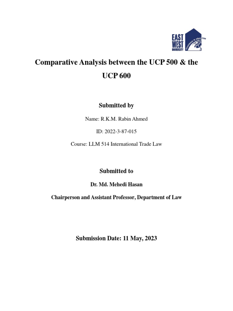 UCP 500 vs UCP 600: Key Differences | PDF | Finance & Money Management ...