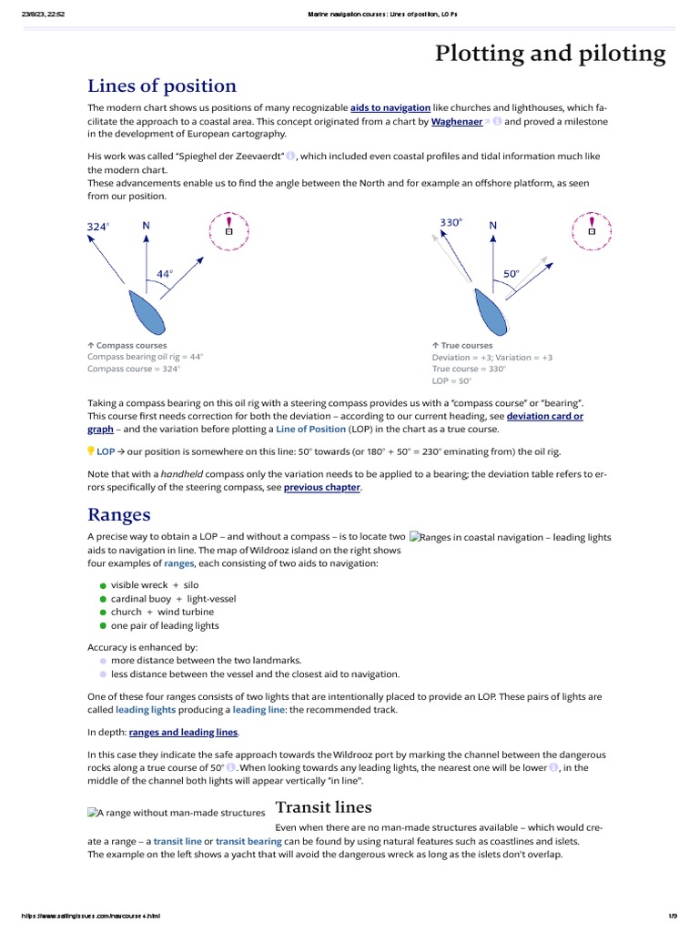 Marine Navigation Courses - Lines of Position, LOPs | PDF