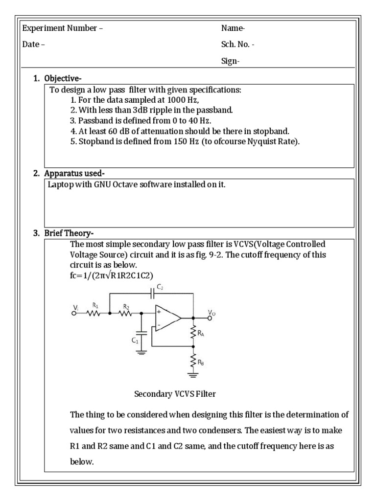 Experiment Number 9 DSP | PDF | Low Pass Filter | Electronic Engineering