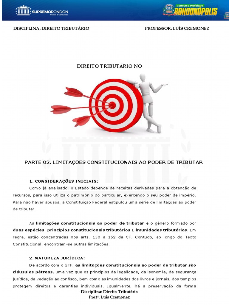 AULA 02 - LIMITAÇÕES CONSTITUCIONAIS AO PODER DE TRIBUTAR - Método ... AULA 02 - LIMITAÇÕES CONSTITUCIONAIS AO PODER DE TRIBUTAR - Método ...
