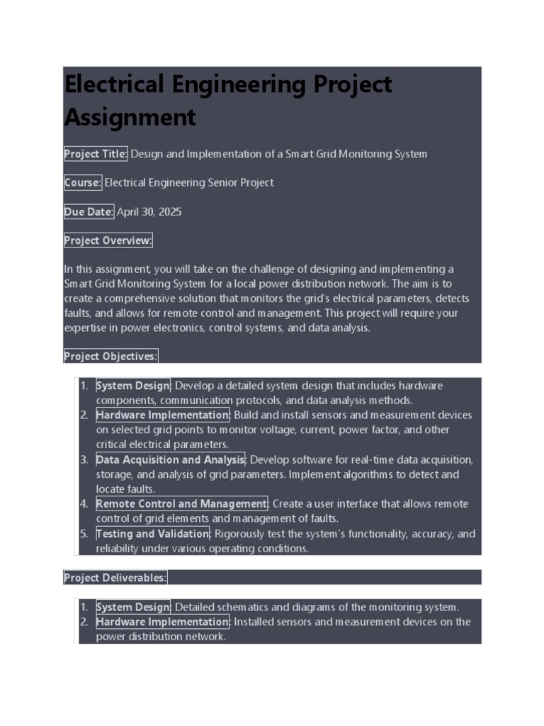 Electrical Engineering Project Assignment | PDF | Software Testing ...