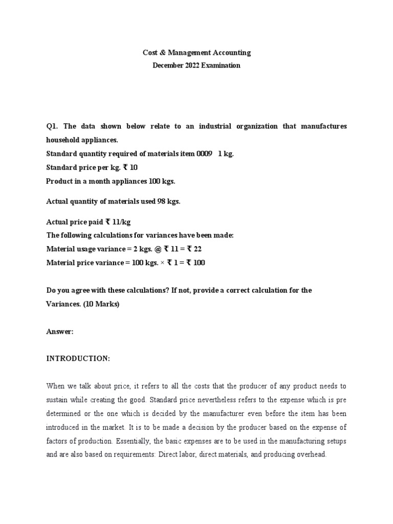 Cost & Management Accounting | PDF | Demand | Prices