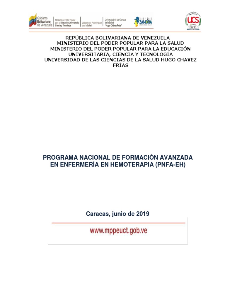 Pnfa Enfermeria Hemoterapia Version Final Junio 2019 | PDF | Enfermería | Hospital