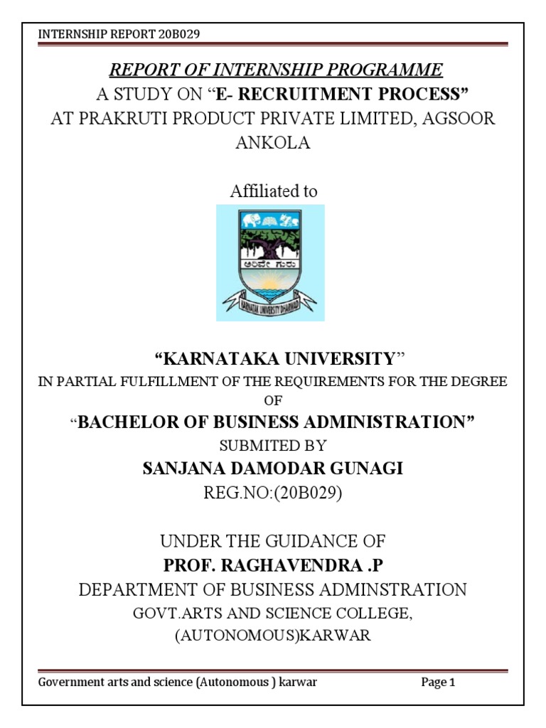 Report Sanjana Gunagi | PDF | Recruitment | Human Resource Management