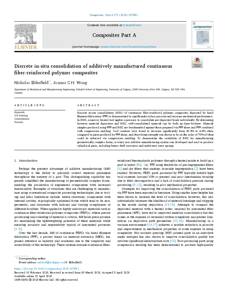 Discrete in Situ Consolidation of Additively Ma 2023 Composites Part A ...