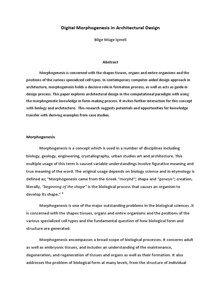 Digital Morphogenesis in Architecture | PDF | Morphogenesis | Cell Growth