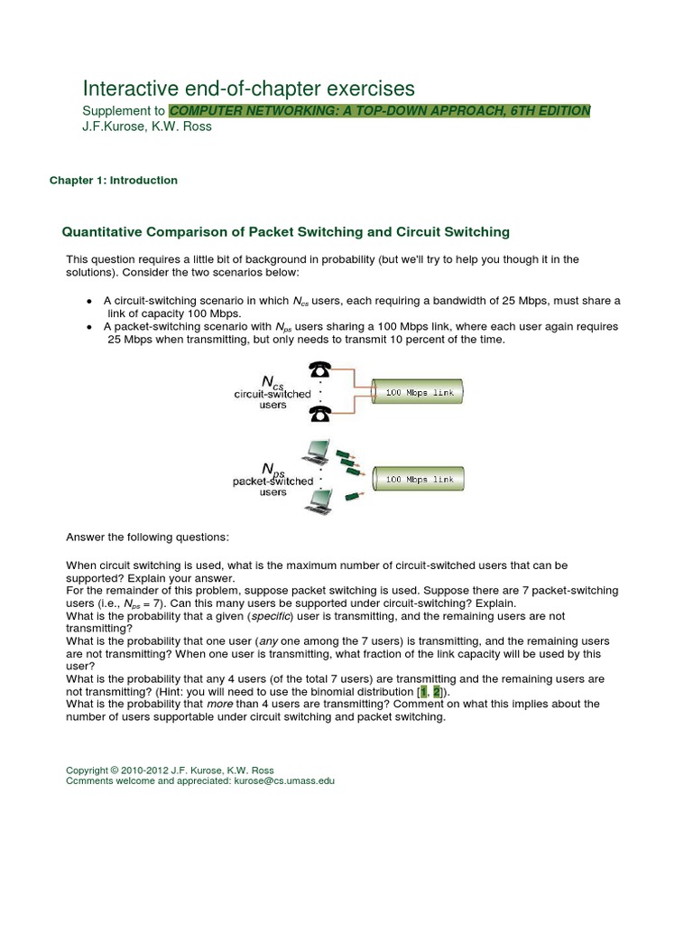 Quantitative Comparison of Packet Switching and Circuit Switching | PDF | Computers | Technology ...