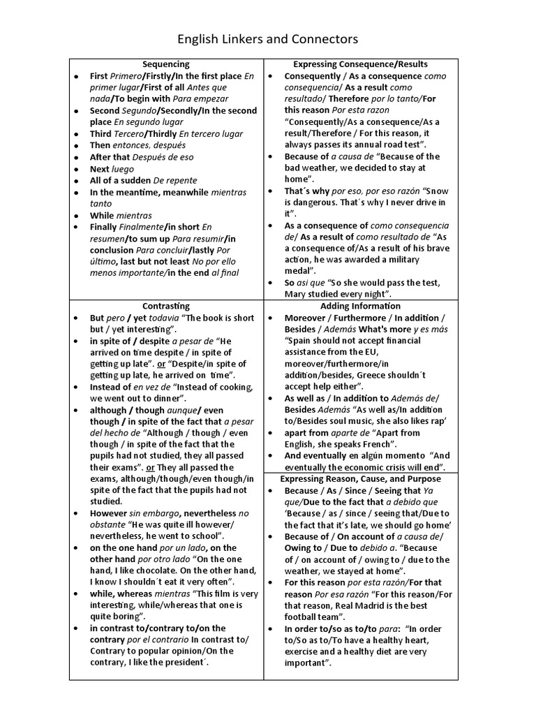 English Connectors Conversation Topics Dialogs - 45433 | PDF | Language ...