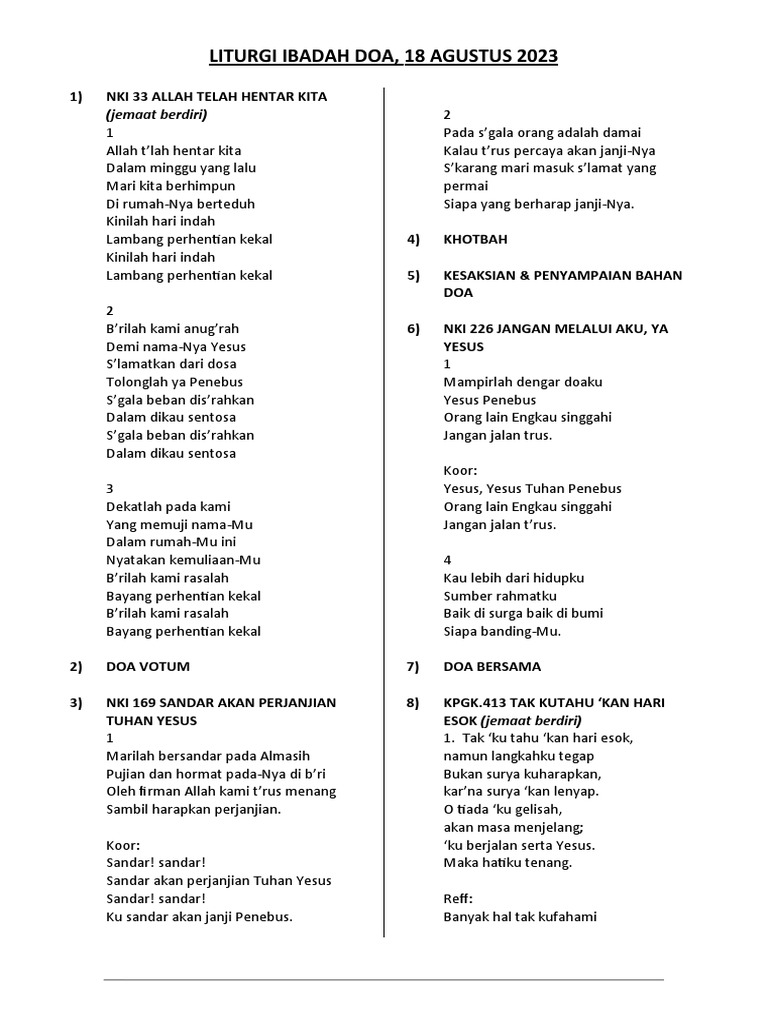 Liturgi Ibadah Doa | PDF