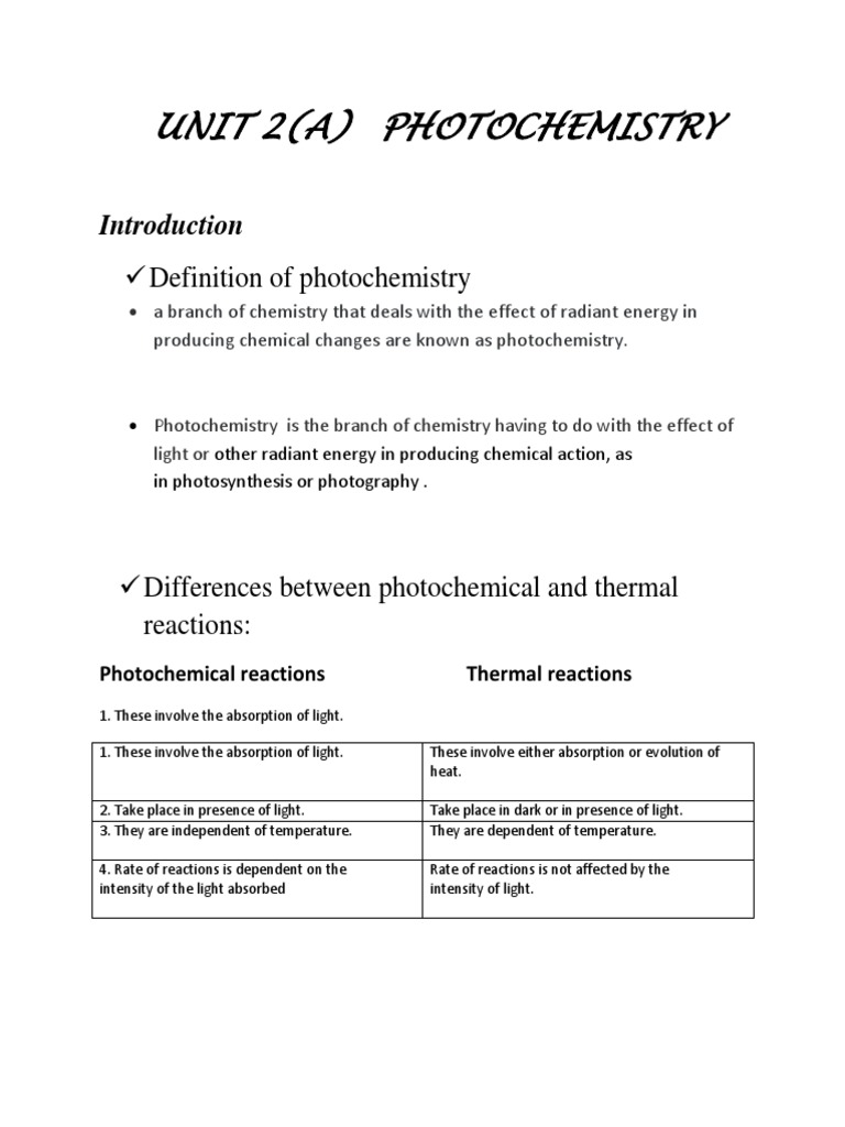 Introduction to Photochemistry Basics | PDF | Photochemistry | Photon