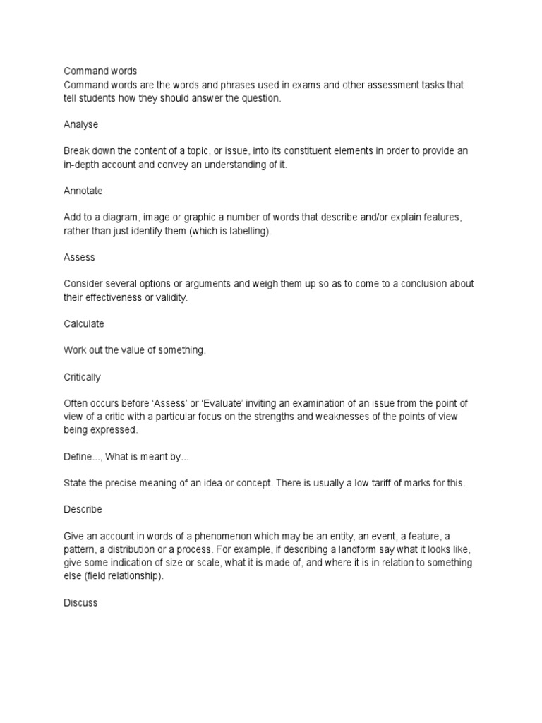 Aqa Command Words | PDF | Validity (Statistics) | Argument Aqa Command Words | PDF | Validity (Statistics) | Argument