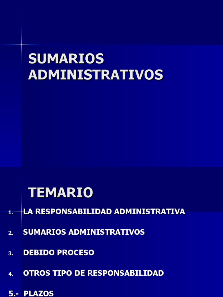 Sumario Administrativo | PDF | Debido al proceso | Ley administrativa