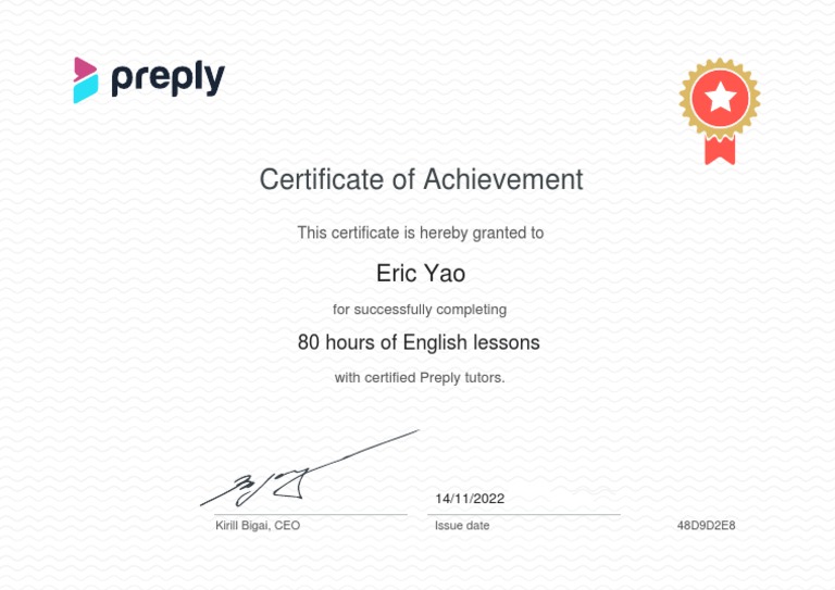 Preply 80h Certificate | PDF