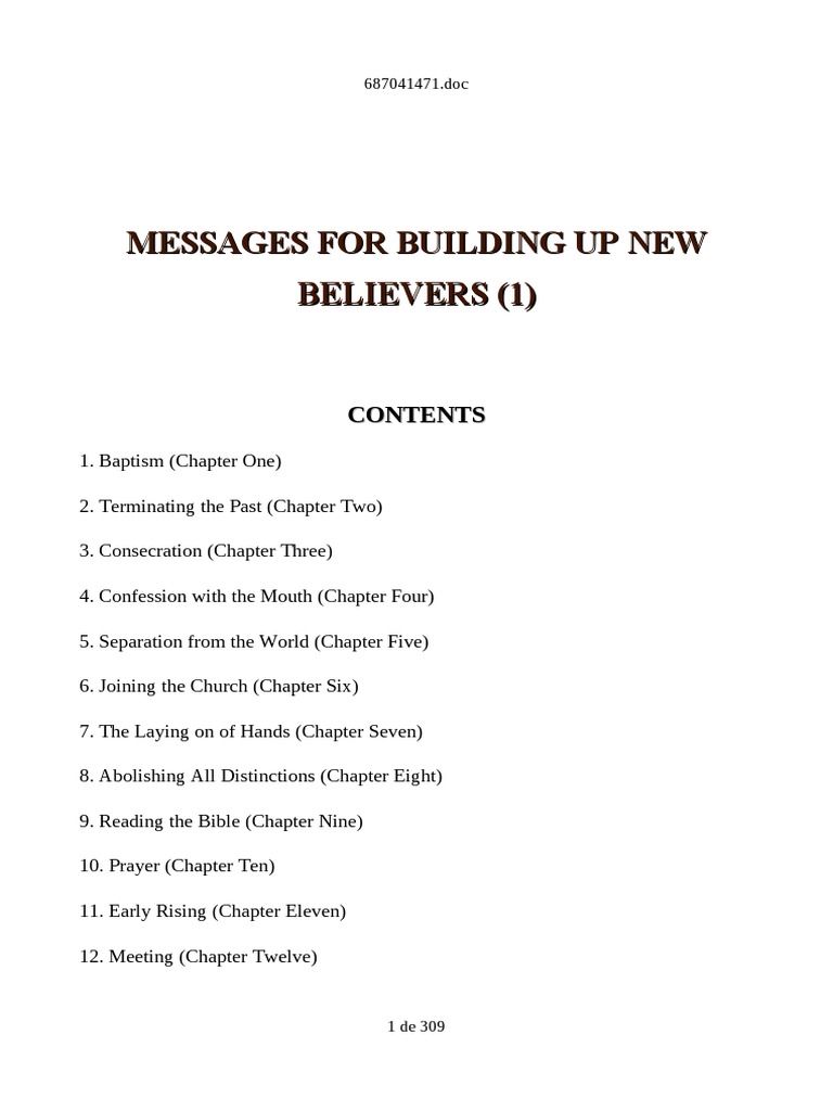 Watchman Nee - Messages For Building Up New Believers - 1 | PDF ...