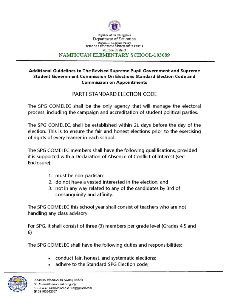 SPG Election Guidelines | PDF | Commission On Elections (Philippines ...