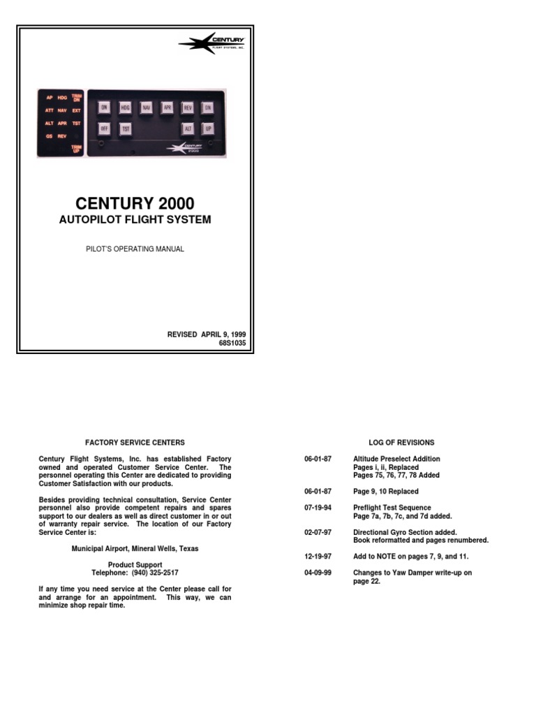Century 2000 Operator Manual | PDF
