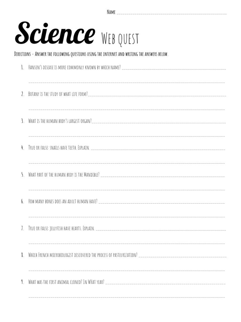 Science Webquest - Paper | PDF | Biology