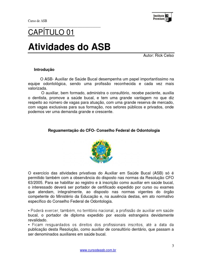 Atividades e Funções do ASB | PDF | Odontologia | Dentista