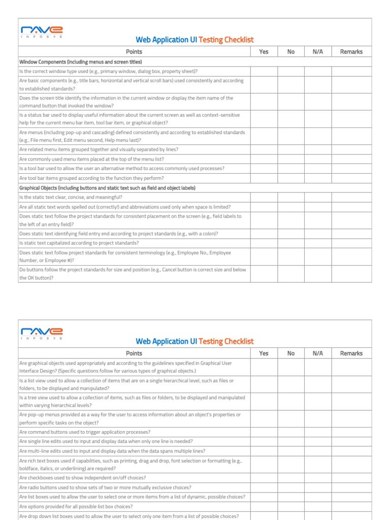 Web App Ui Testing Checklist Web App Ui Checks | PDF | Computing | Software Web App Ui Testing Checklist Web App Ui Checks | PDF | Computing | Software