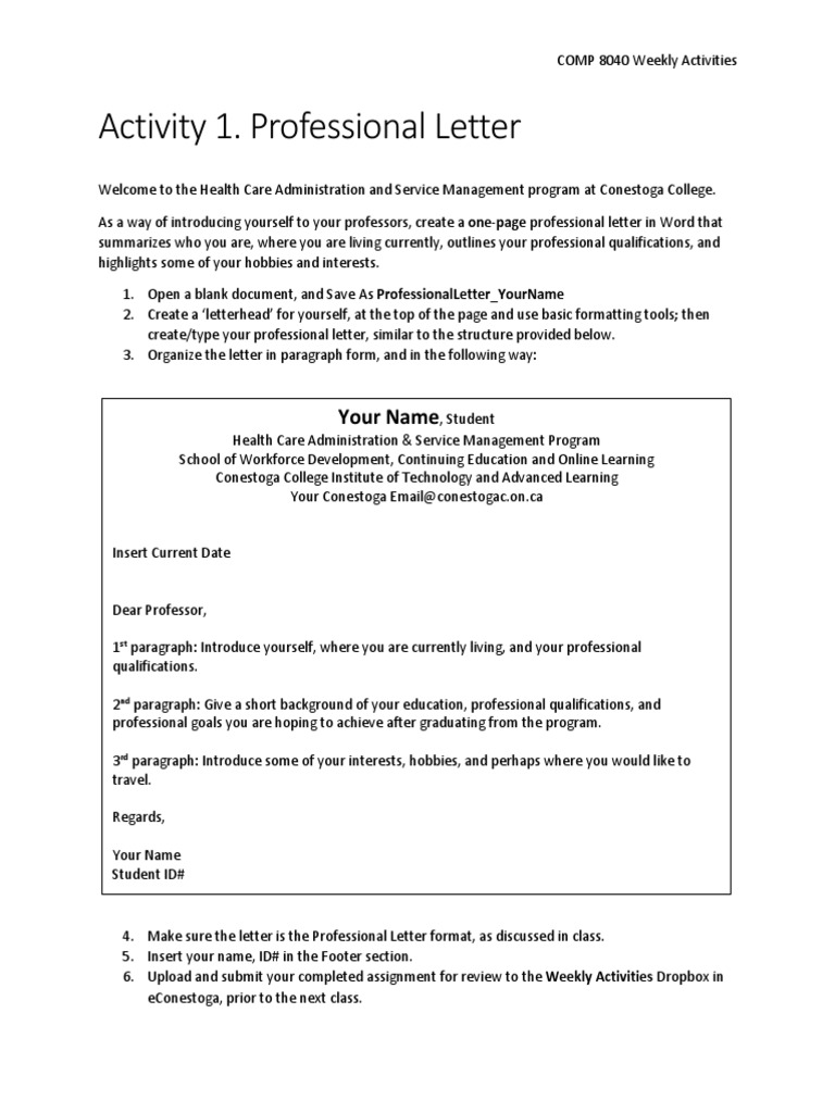 Activity 1. Professional Letter | PDF