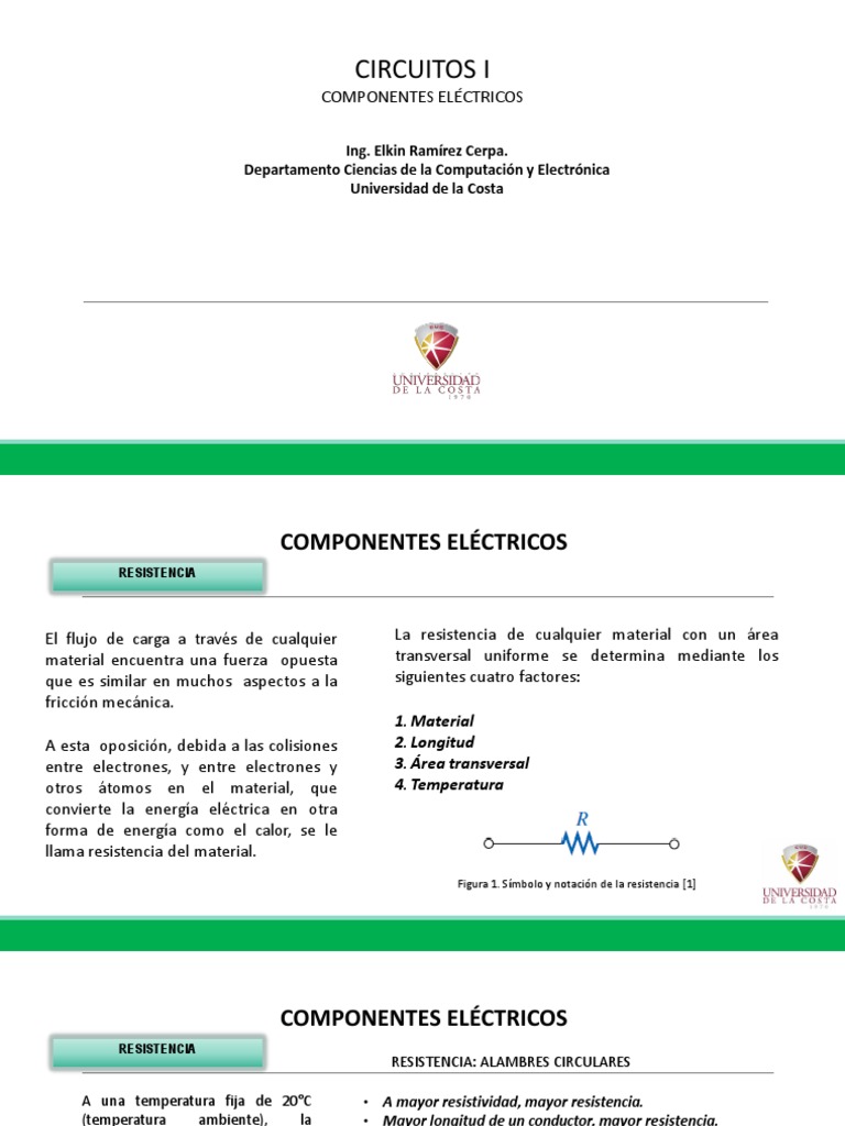 Componentes Eléctricos: Resistencia y Cálculos | PDF | Resistencia ...