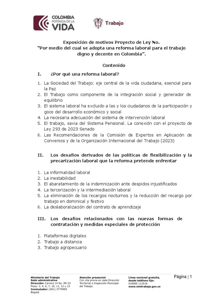 Reforma Laboral Radicada 24 Agosto | PDF | Política